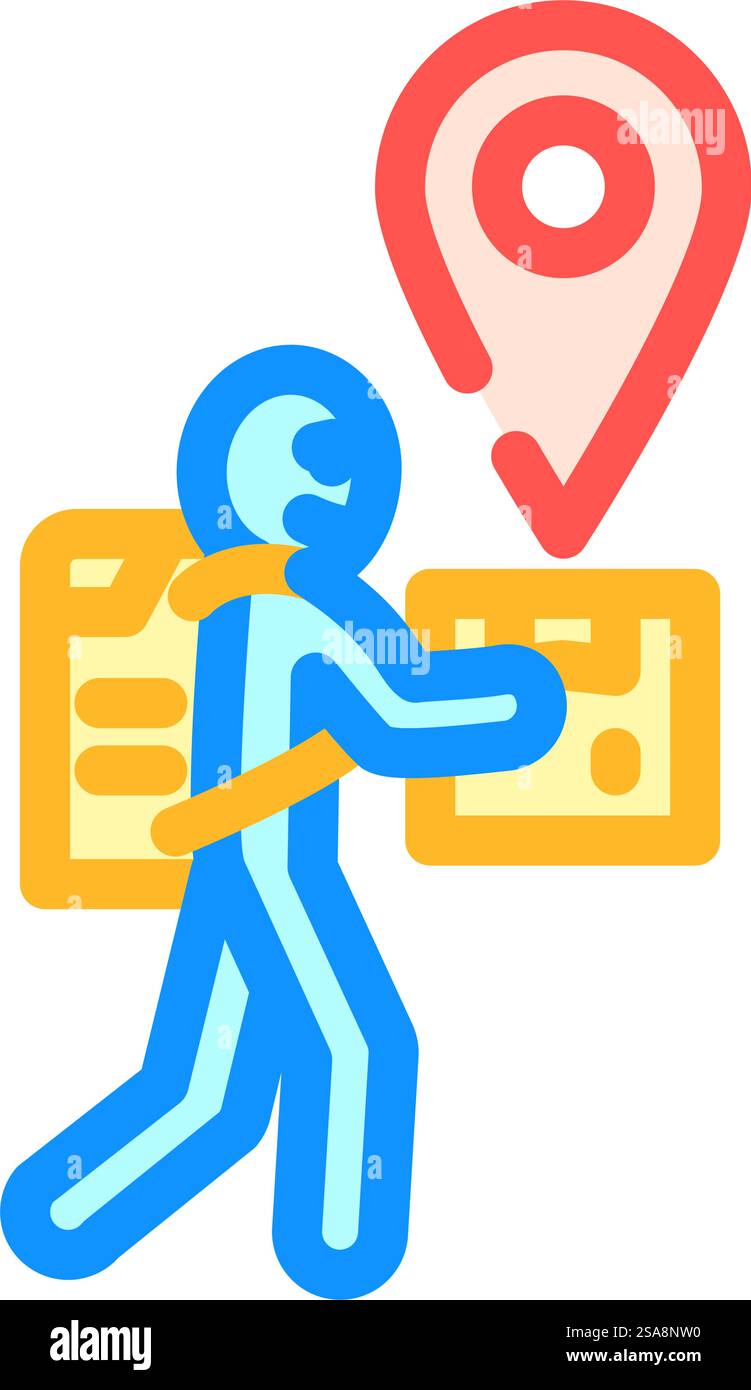 courier map location color icon vector. courier map location sign ...