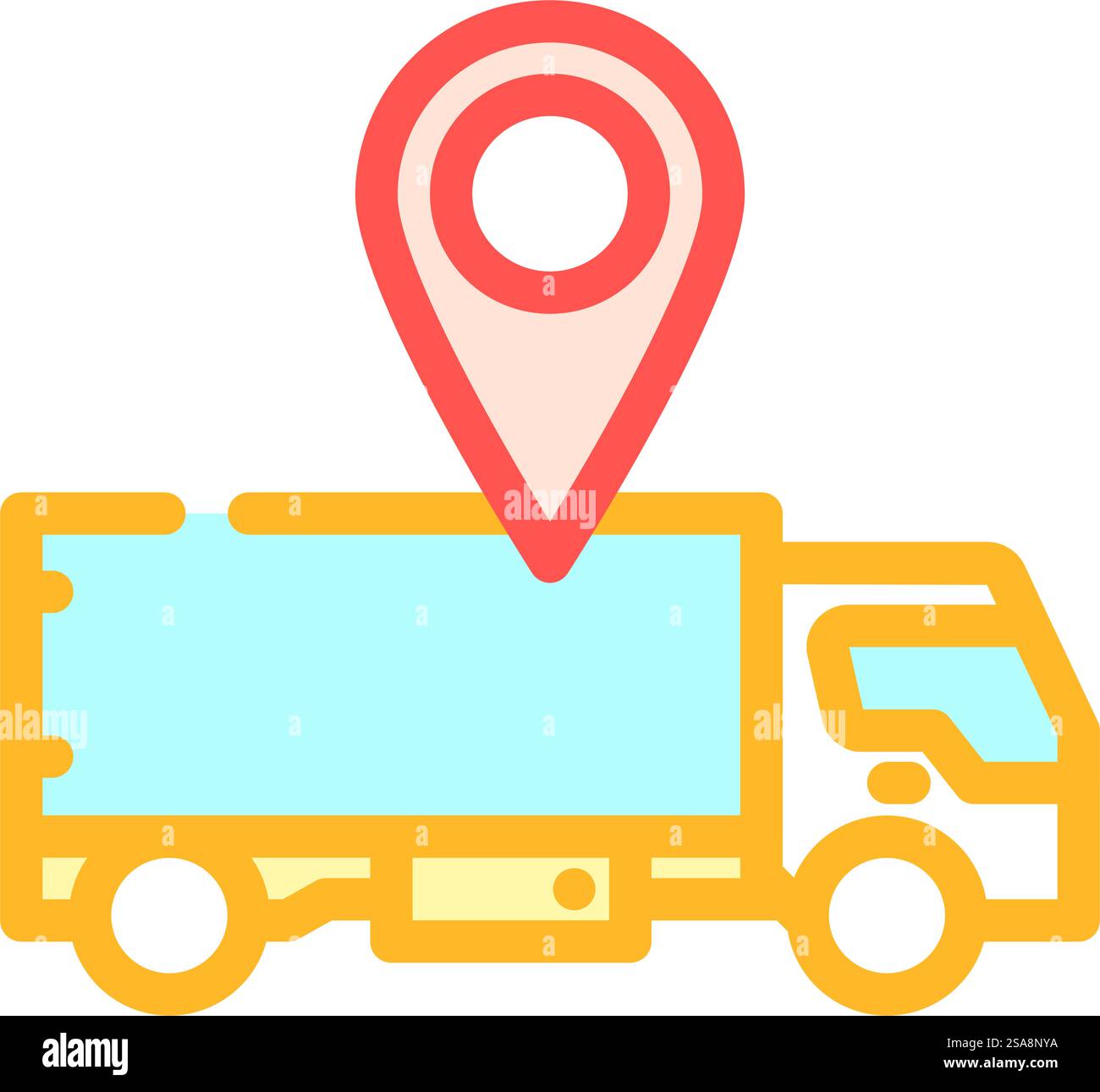 truck map location color icon vector. truck map location sign. isolated ...