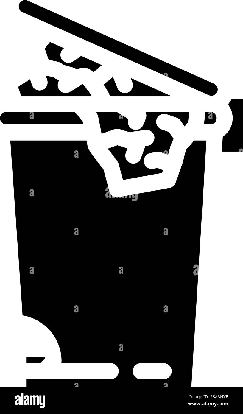 paper towel trash glyph icon vector. paper towel trash sign. isolated ...