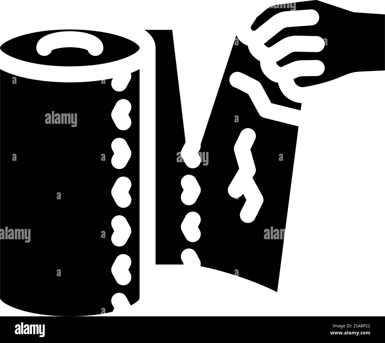 hand tearing paper towel glyph icon vector. hand tearing paper towel ...
