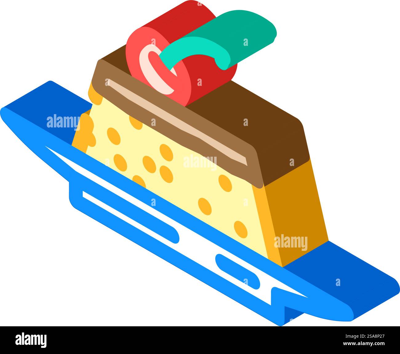 spanish flan spanish cuisine isometric icon vector. spanish flan ...