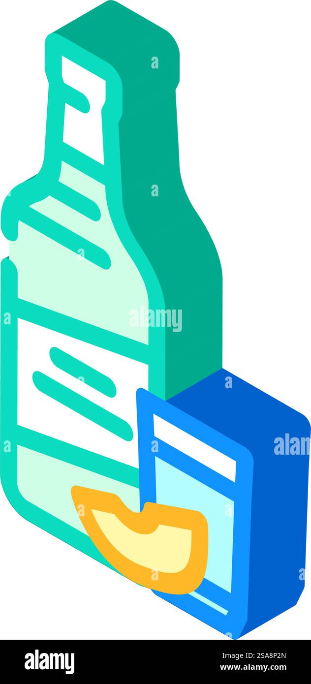 soju bottle korean cuisine isometric icon vector. soju bottle korean ...