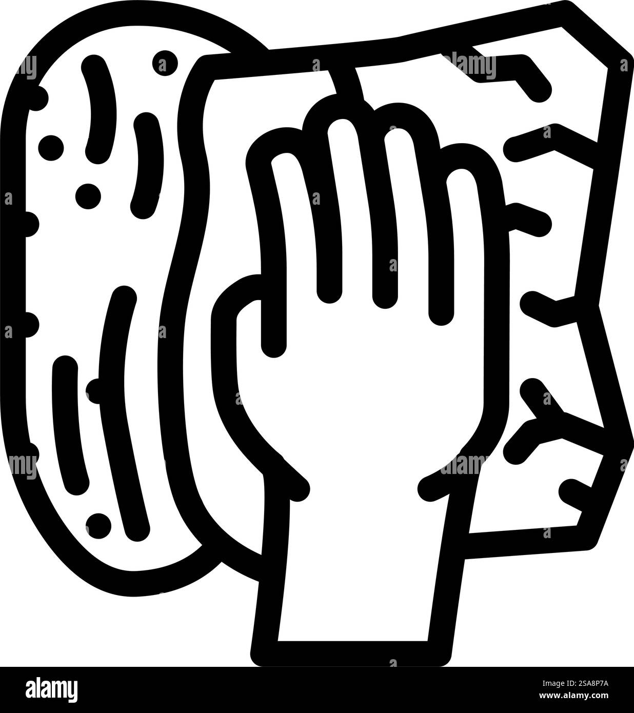 soaking spills with paper towel line icon vector. soaking spills with ...