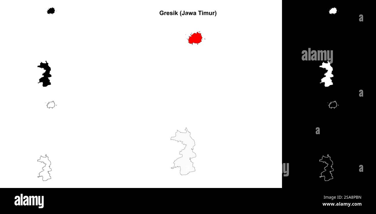 Gresik blank outline map set Stock Vector Image & Art - Alamy