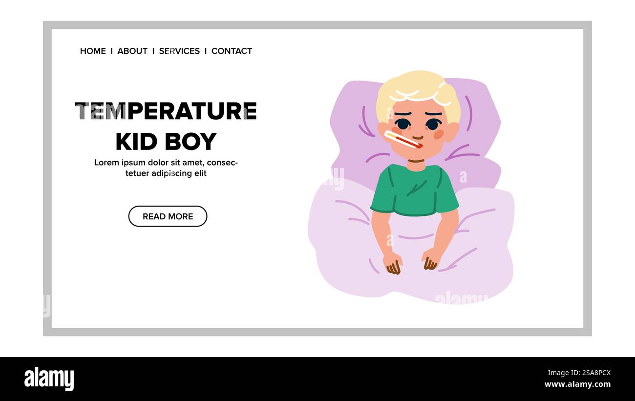 sick temperature kid boy vector. ill flu, school mask, children mom ...