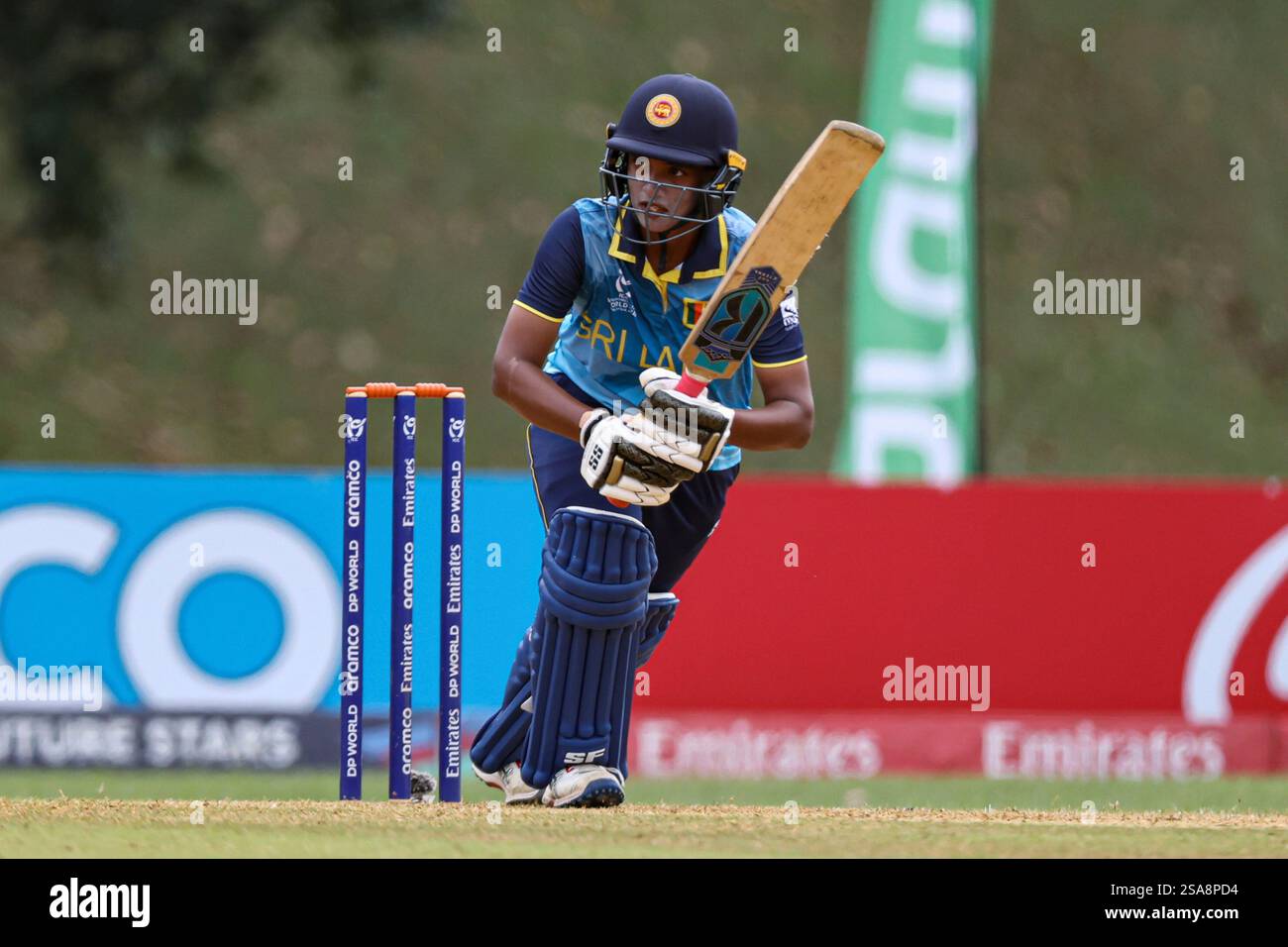 BANGI, - JANUARY 29: Manudi Nanayakkara of Sri Lanka play a shot during the Group 2 Super Six ...