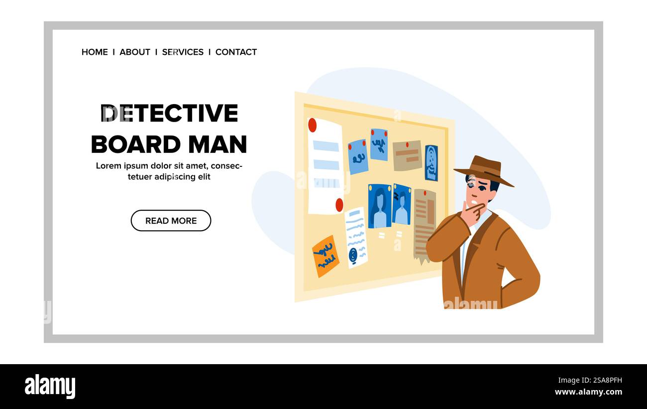 evidence detective board man vector. criminal investigate, pin office ...