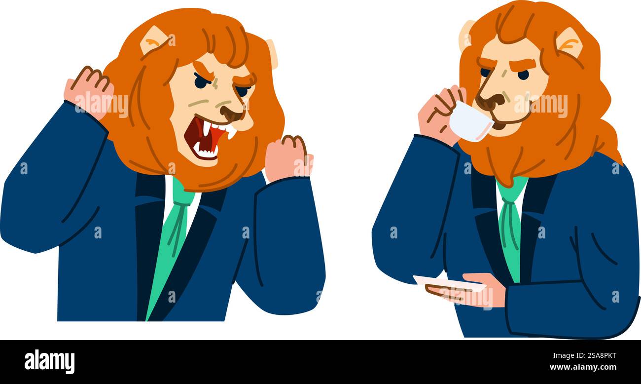 angry boss lion vector. roar leader, power dream, mirror sheep happy ...