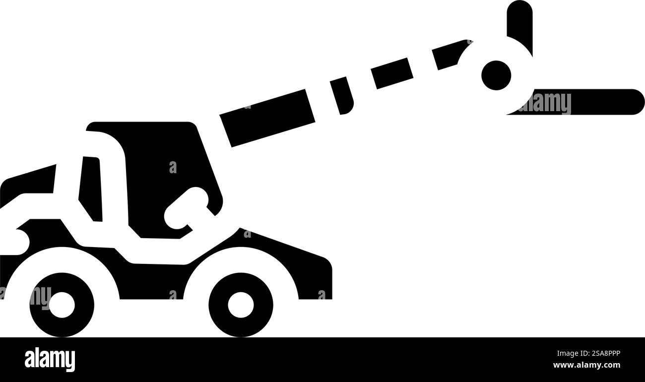 telescopic handler construction vehicle glyph icon vector. telescopic ...