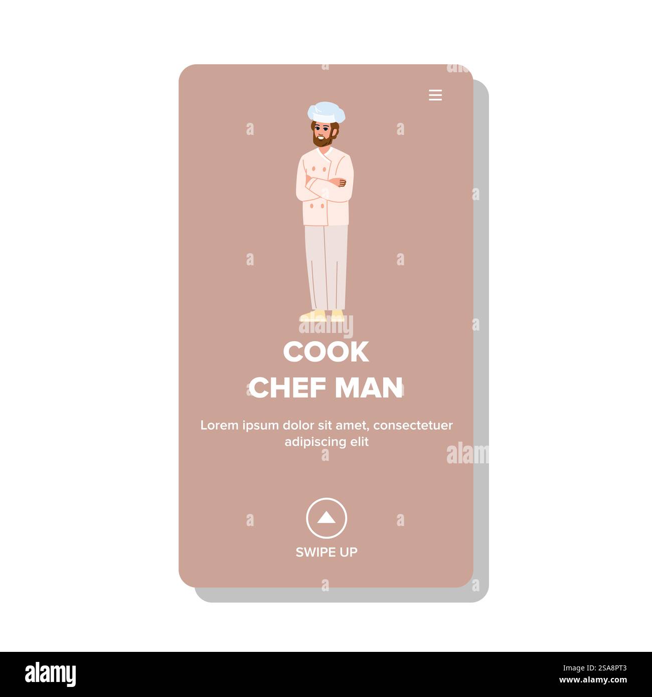 male cook chef man vector. professional young, closeup person, prepare ...