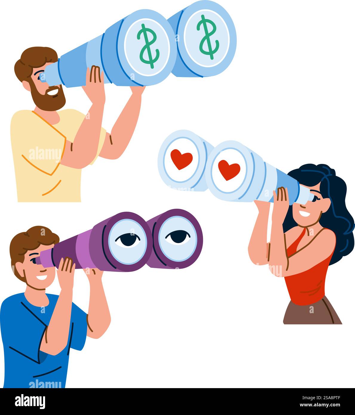 business look telescope vector. vision hire, child opportunity, job ...