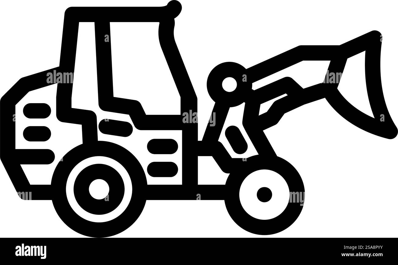 compact loader construction vehicle line icon vector. compact loader ...
