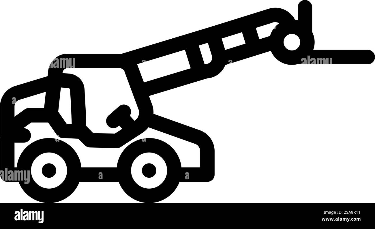 telescopic handler construction vehicle line icon vector. telescopic ...