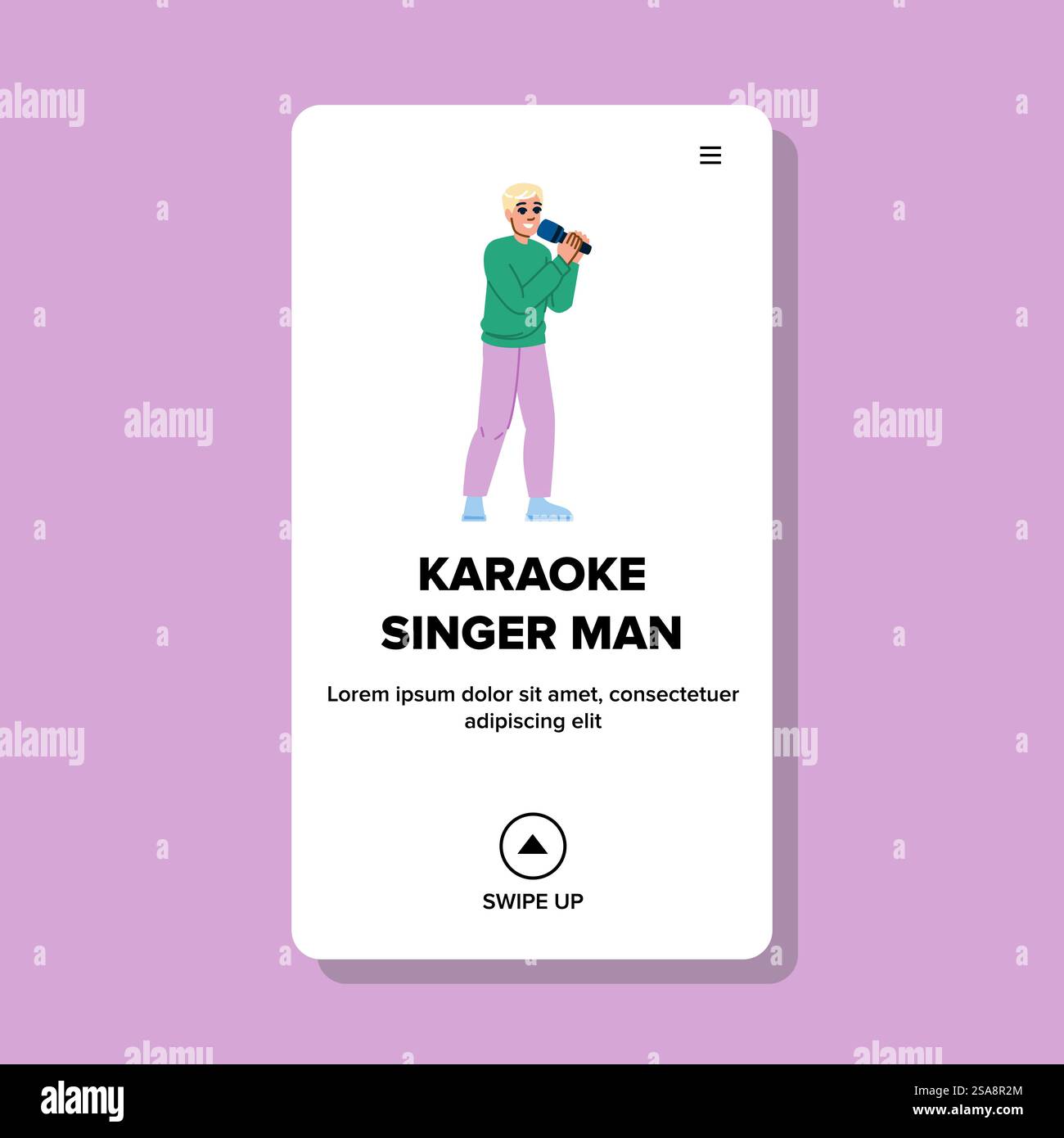sing karaoke singer man vector. music mic, party group, concert jump ...