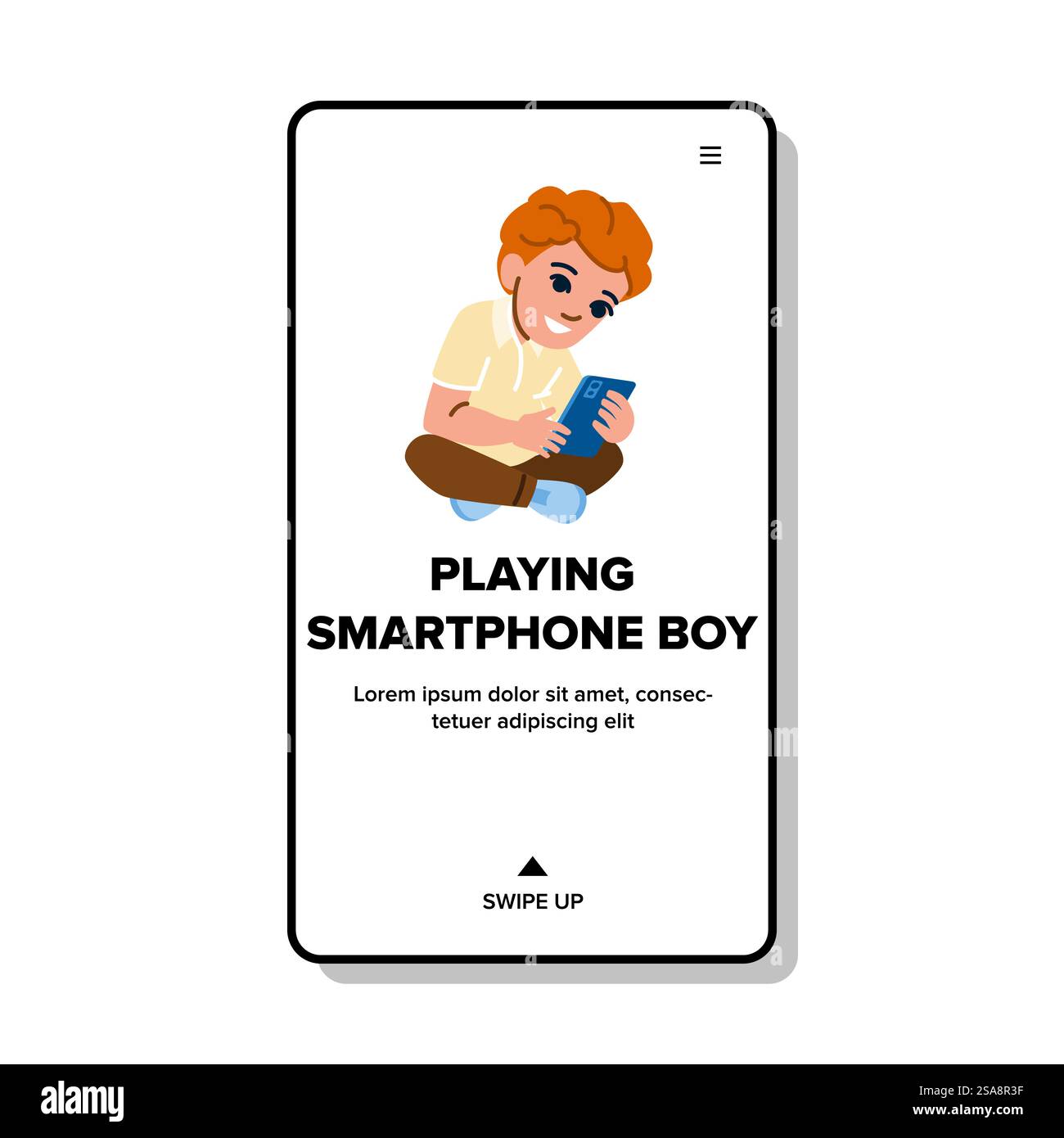 mobile playing smartphone boy vector. kid child, young addict, internet ...