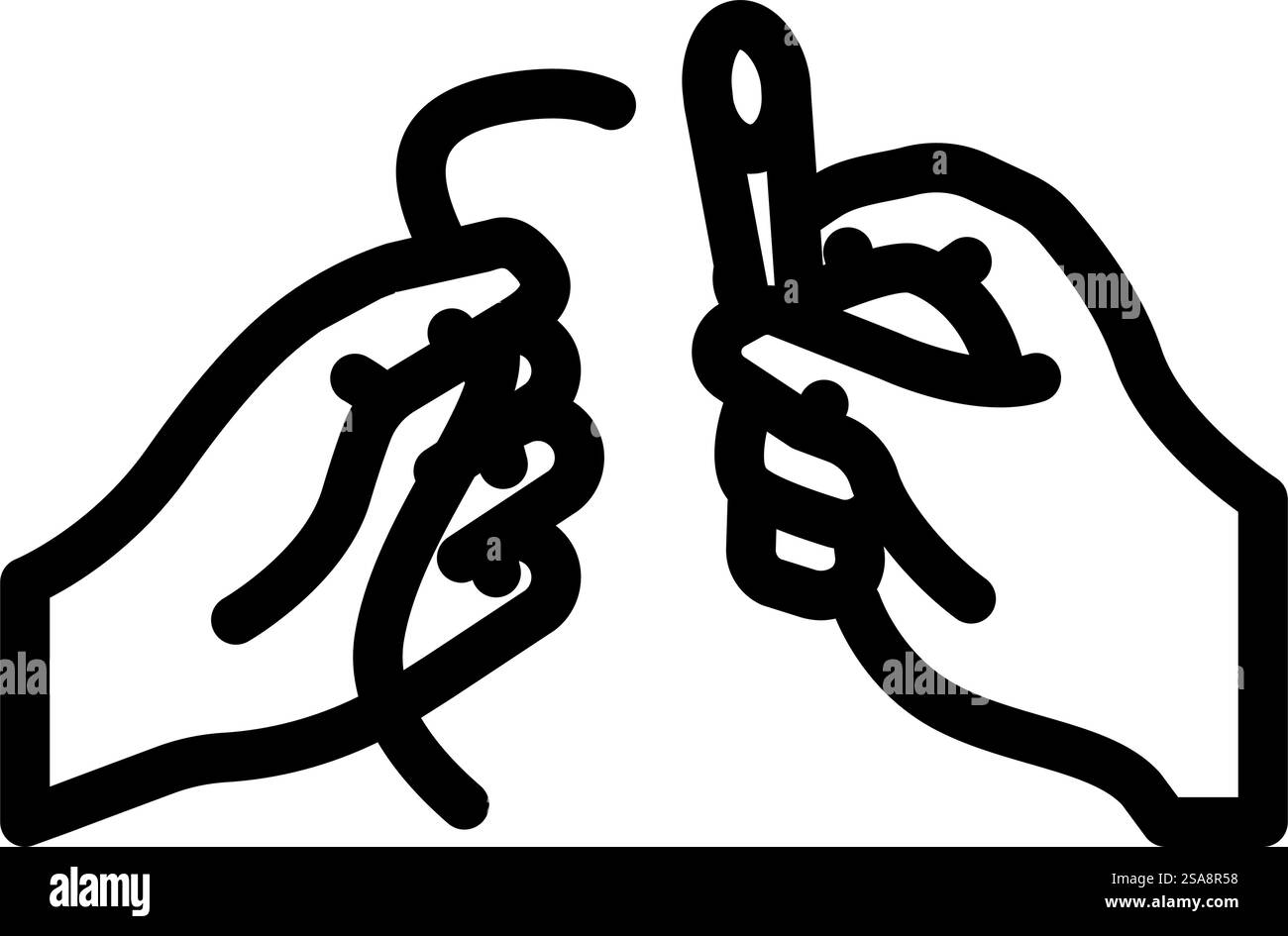 insert thread into needle line icon vector. insert thread into needle ...