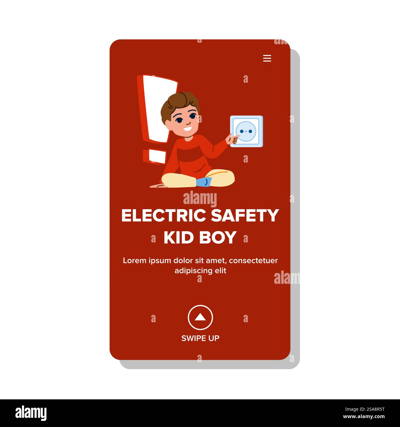 home electric safety kid boy vector. socket danger, children cable ...