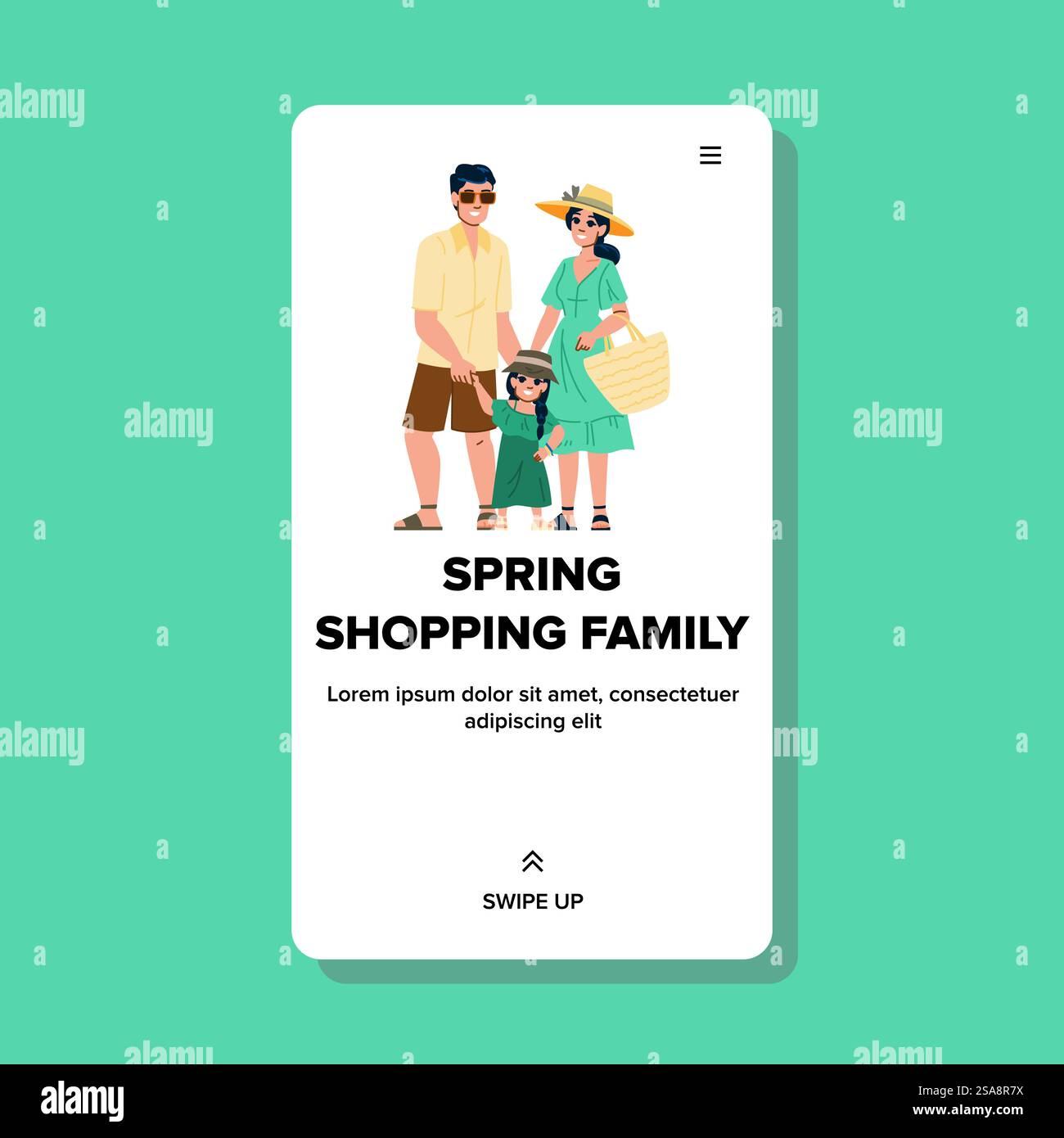 summer spring shopping family vector. street luxury, cafe retail ...