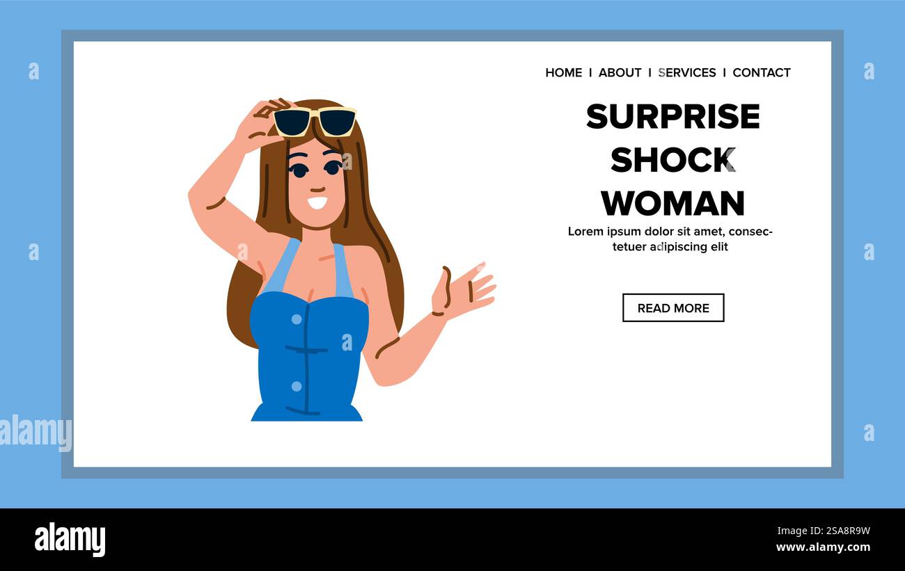 wow surprise shock woman vector. female happy, portrait person, pink ...