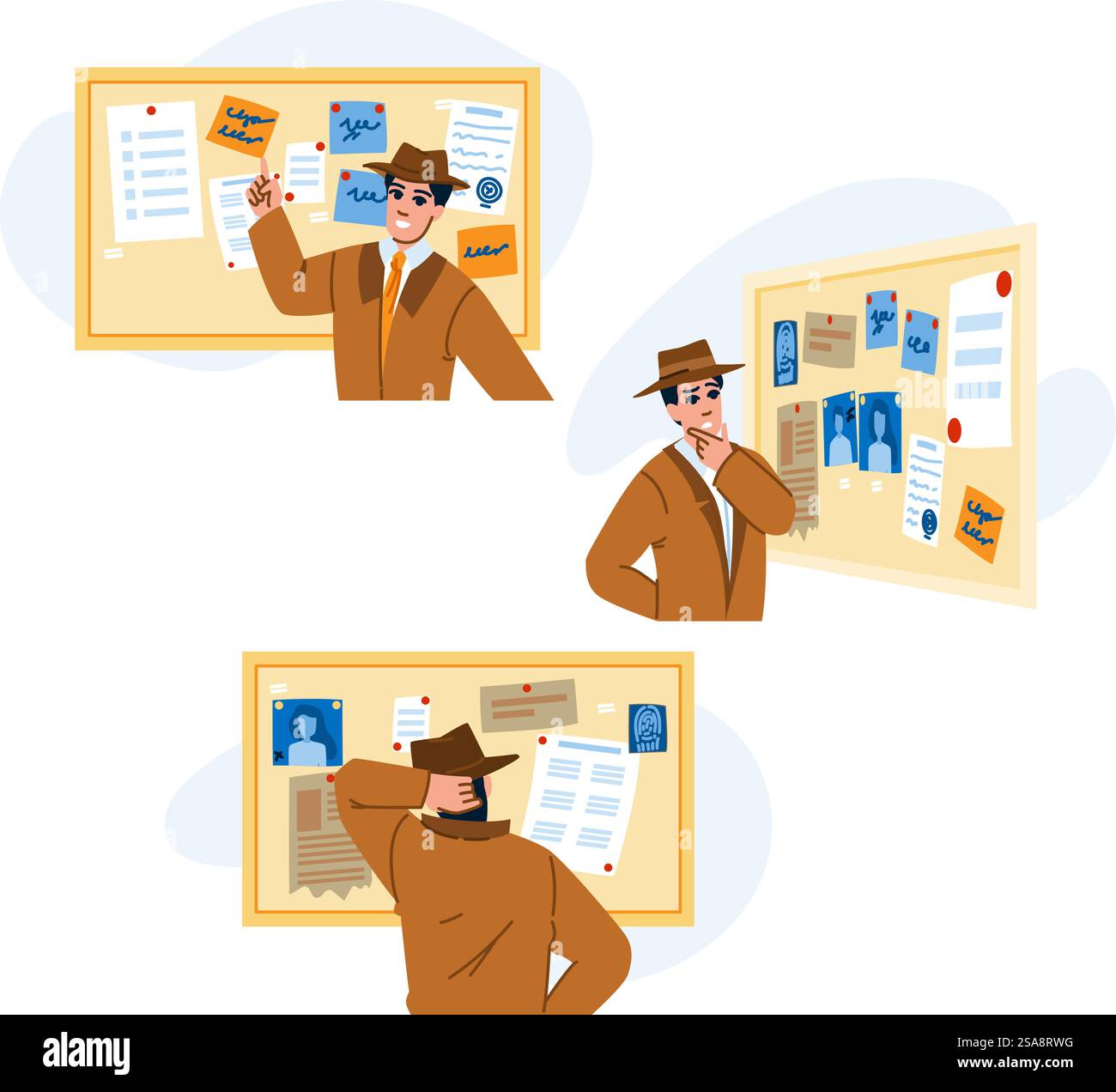 criminal detective board vector. wall map, mafia murder, scene pin ...