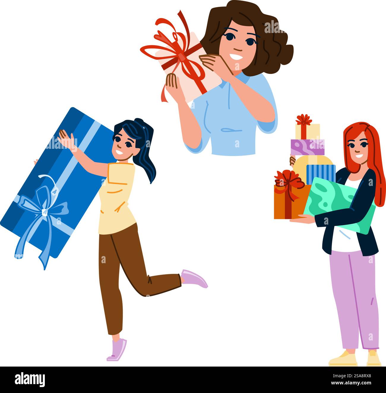 birthday gift woman vector. day mother, anniversary fun, lady model ...