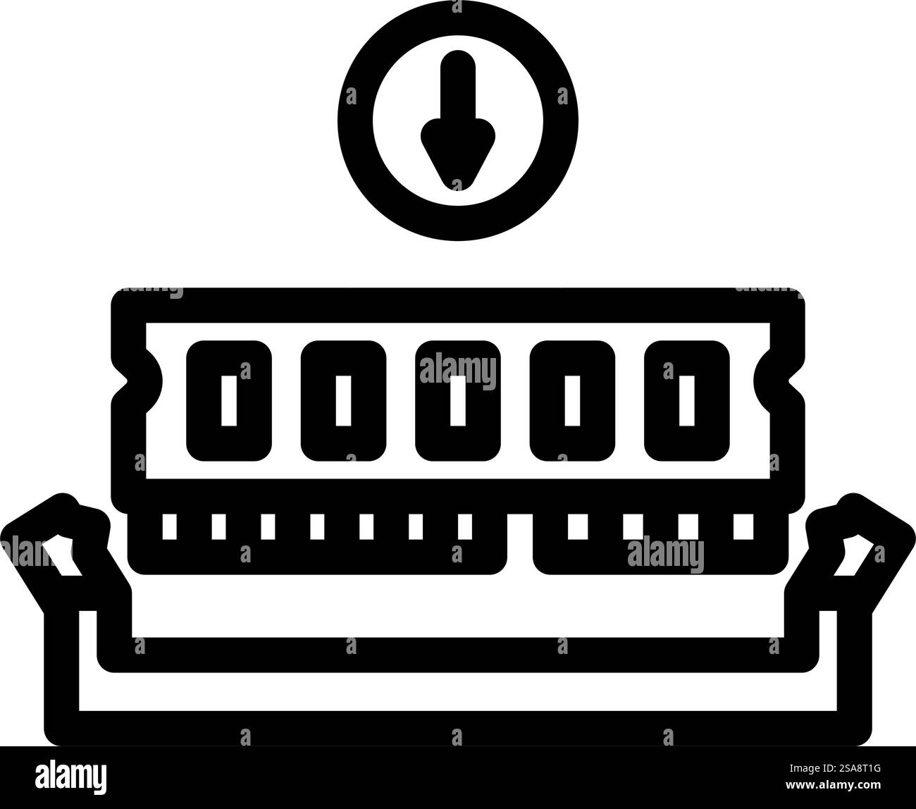 ram installation repair computer line icon vector. ram installation ...
