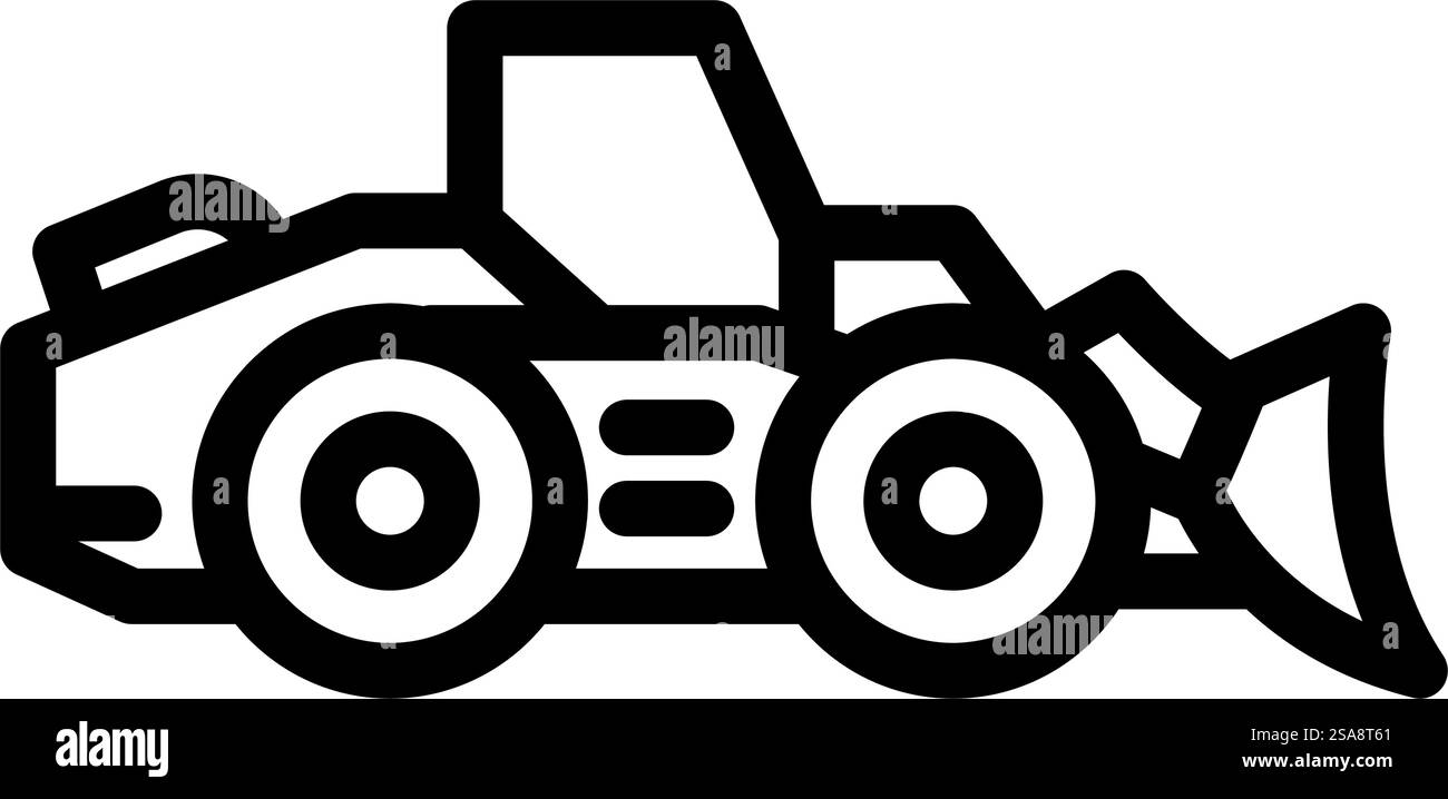 wheel loader construction vehicle line icon vector. wheel loader ...