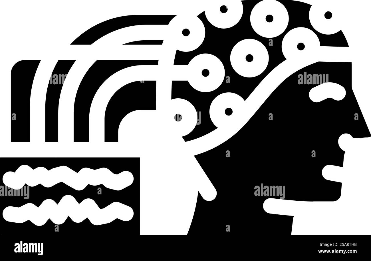 eeg monitoring neuroscience neurology glyph icon vector. eeg monitoring ...