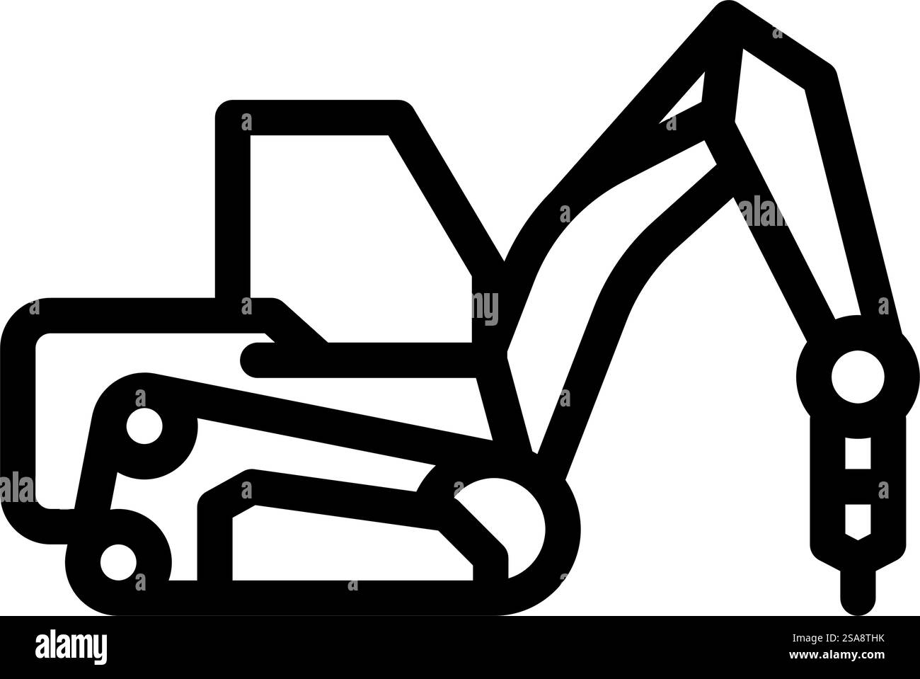 construction drill vehicle line icon vector. construction drill vehicle ...