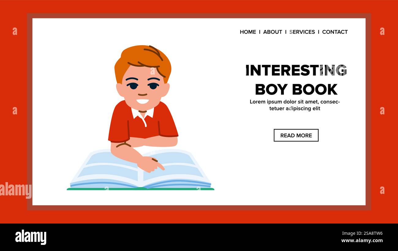 read interesting book boy vector. child kid, school girl, education ...