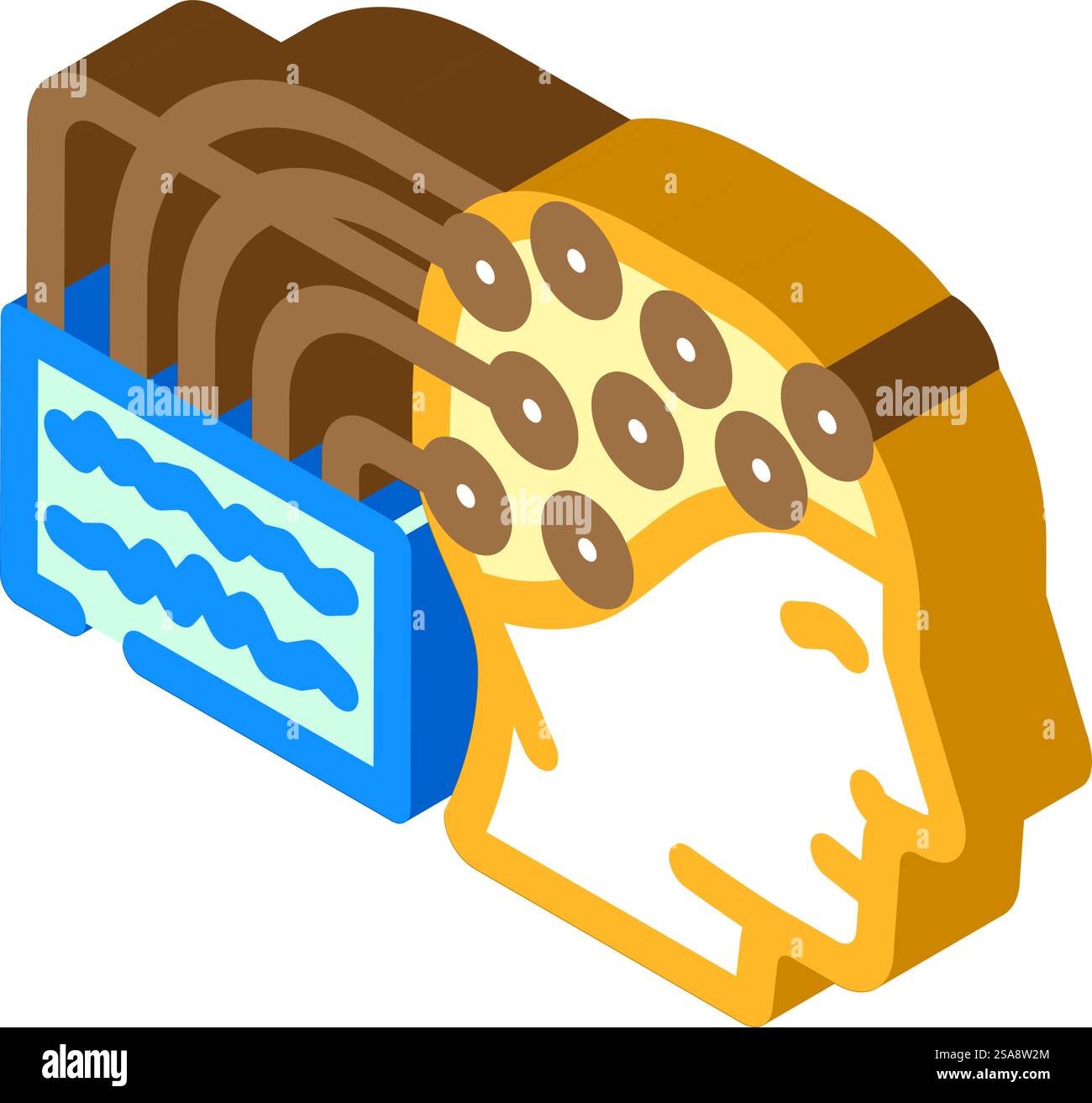 eeg monitoring neuroscience neurology isometric icon vector. eeg ...