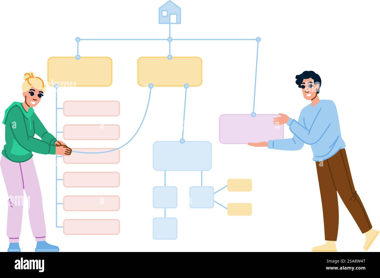 chart sitemap vector. site flowchart, organization ux, flow web chart ...