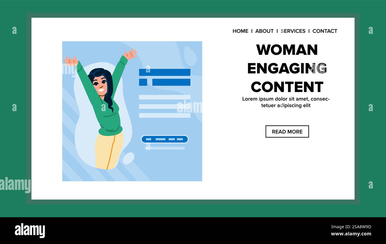 media woman engaging content vector. digital social, blog business ...