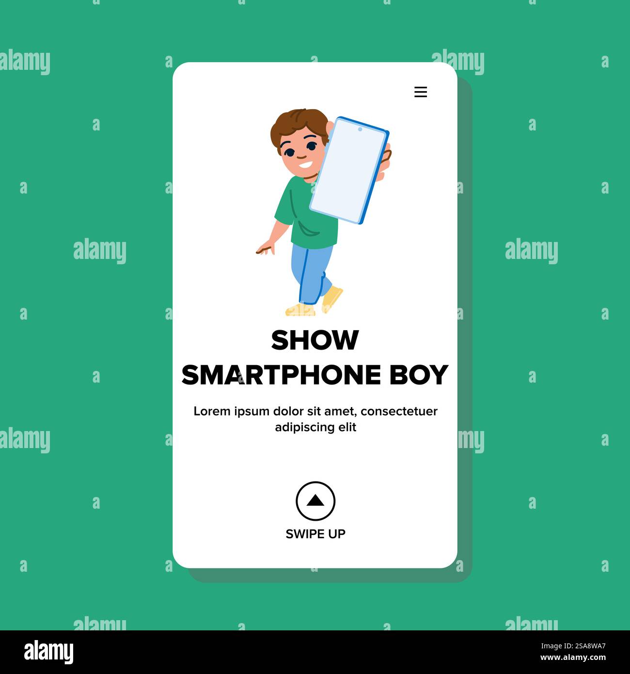 screen show smartphone boy vector. mobile person, model guy, ing stand ...