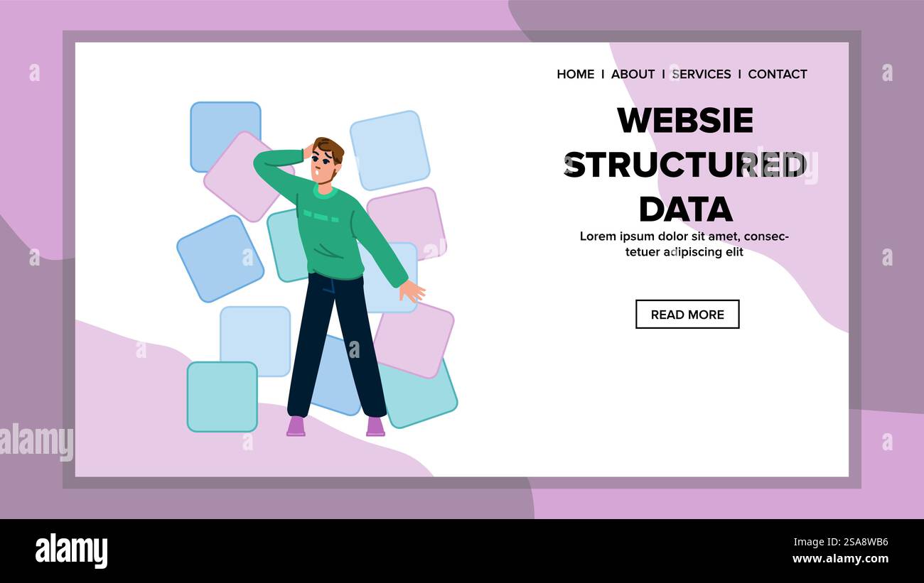 business website structured data vector. flat work, web project ...
