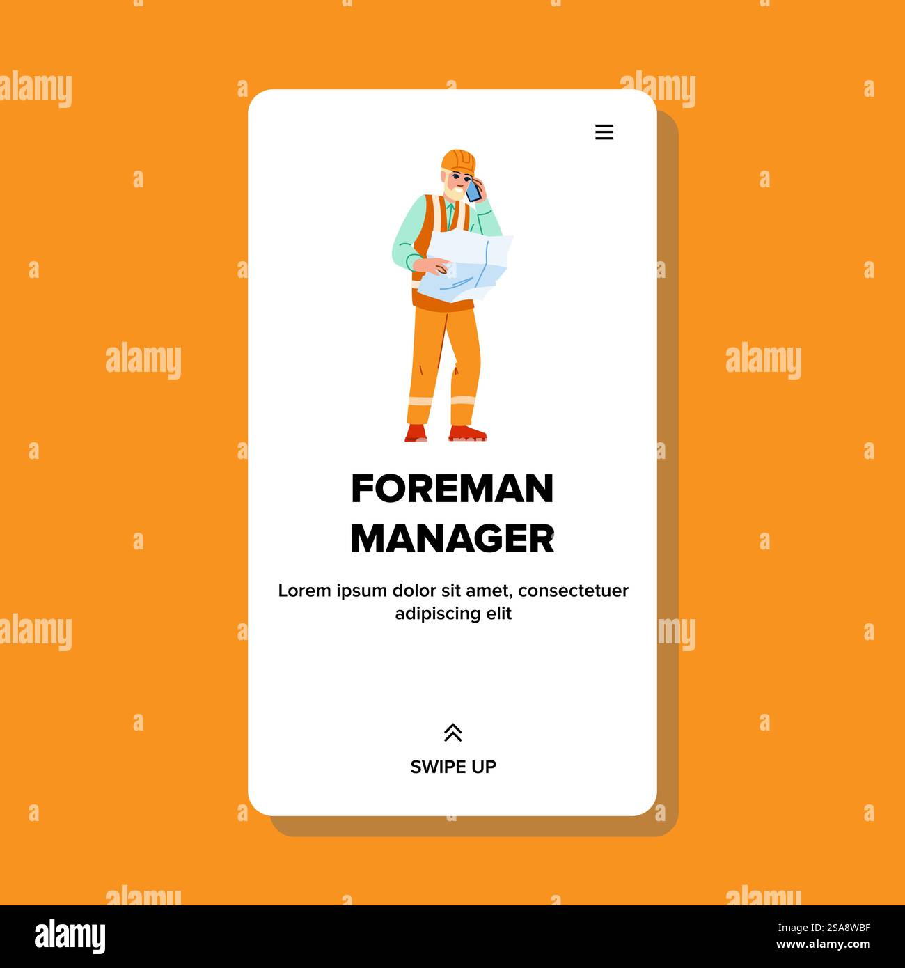 engineer foreman manager vector. work factory, safety worker ...