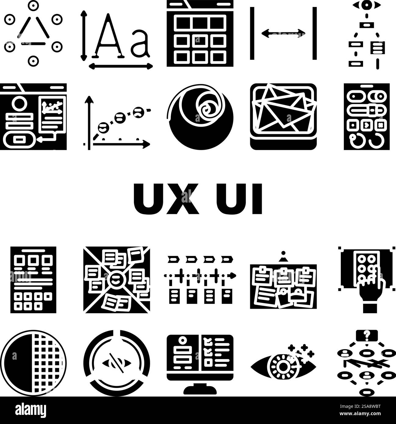 ux ui design app website icons set vector. prototype application, web mobile, user creative ...