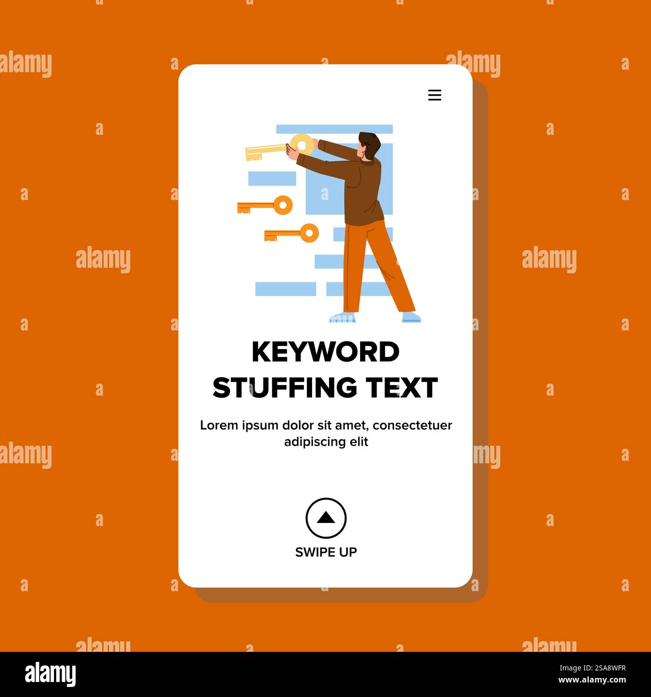 content keyword stuffing text vector. seo system, media online, sketch ...