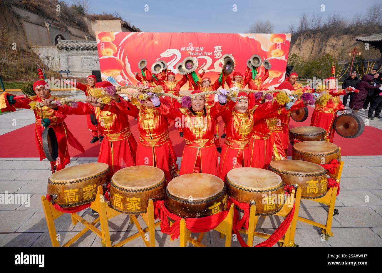 YUNCHENG, CHINA - JANUARY 29, 2025 - Folk artists perform national intangible cultural heritage ...
