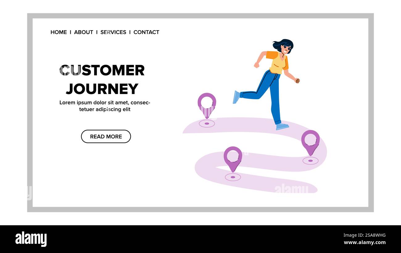 road customer journey vector. process product, management media, buyer ...