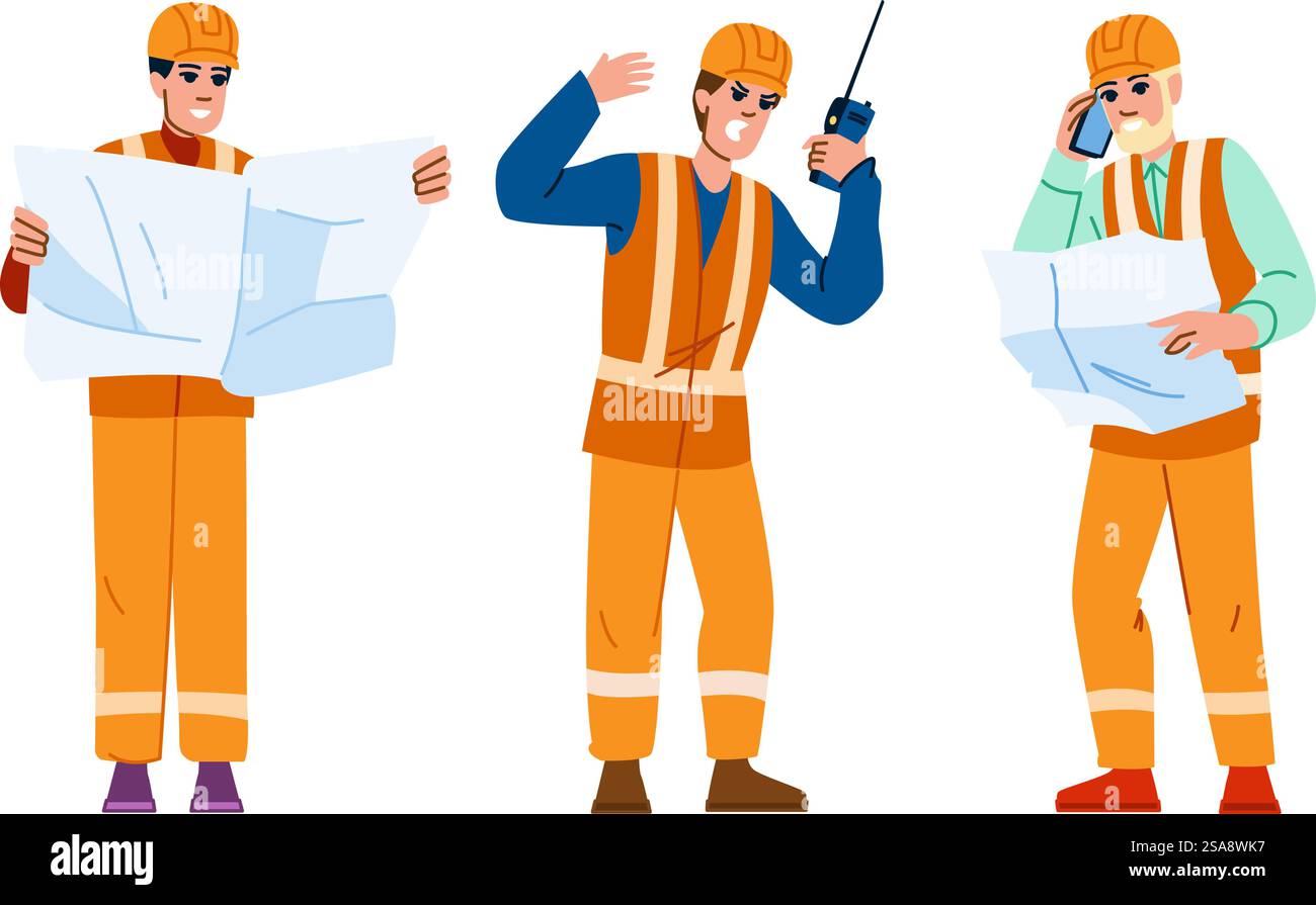 safety foreman working vector. worker site, work industry, construction ...