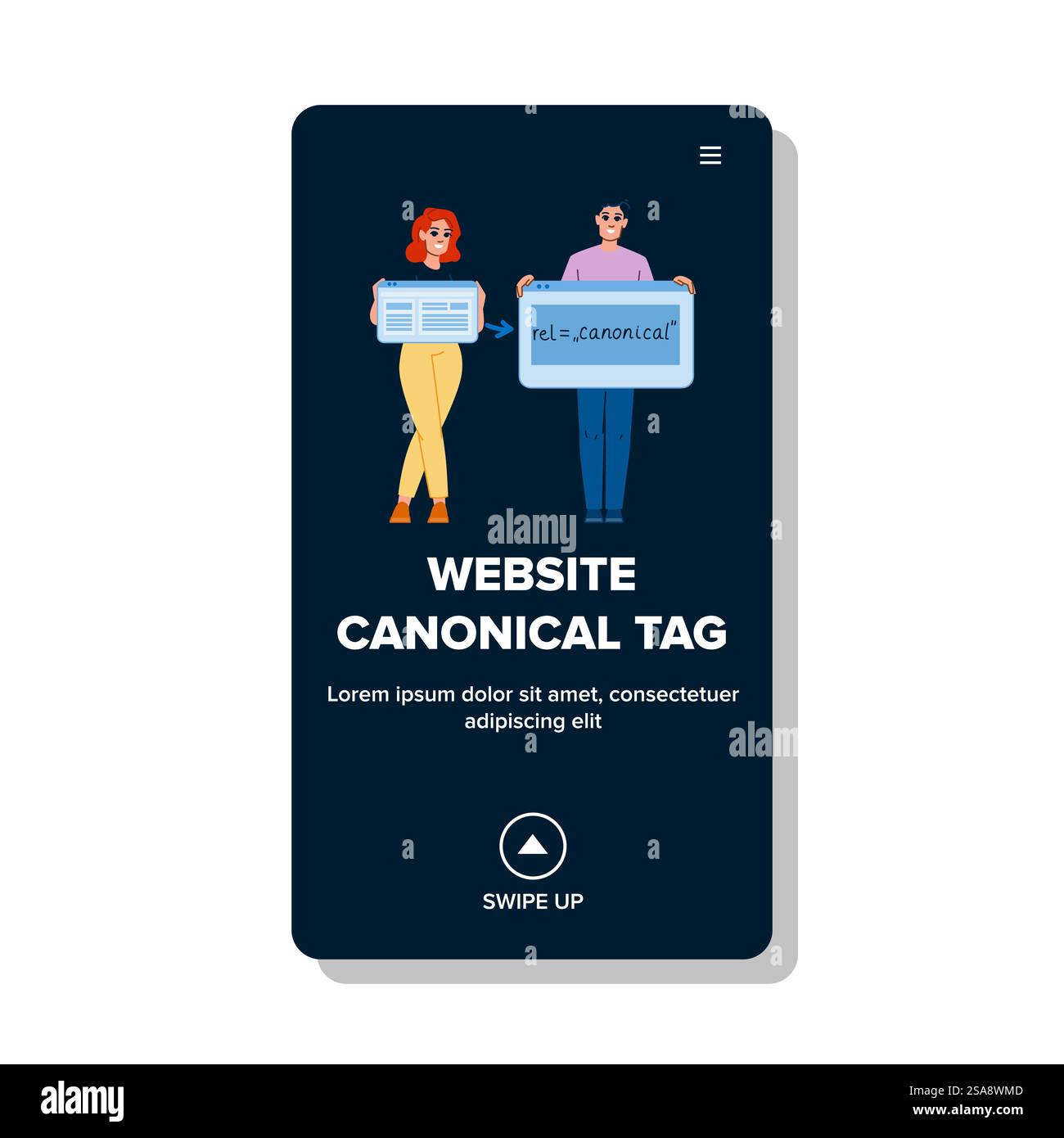 coding website cannonica tag vector. description code, metadata h1 ...