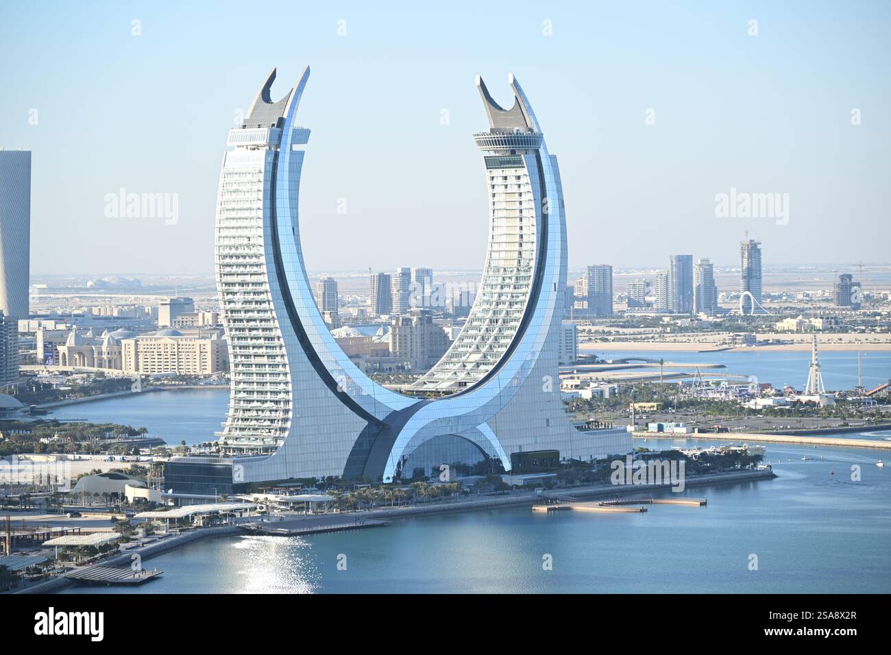 The newly developed Lusail city and and crescent tower known as ...