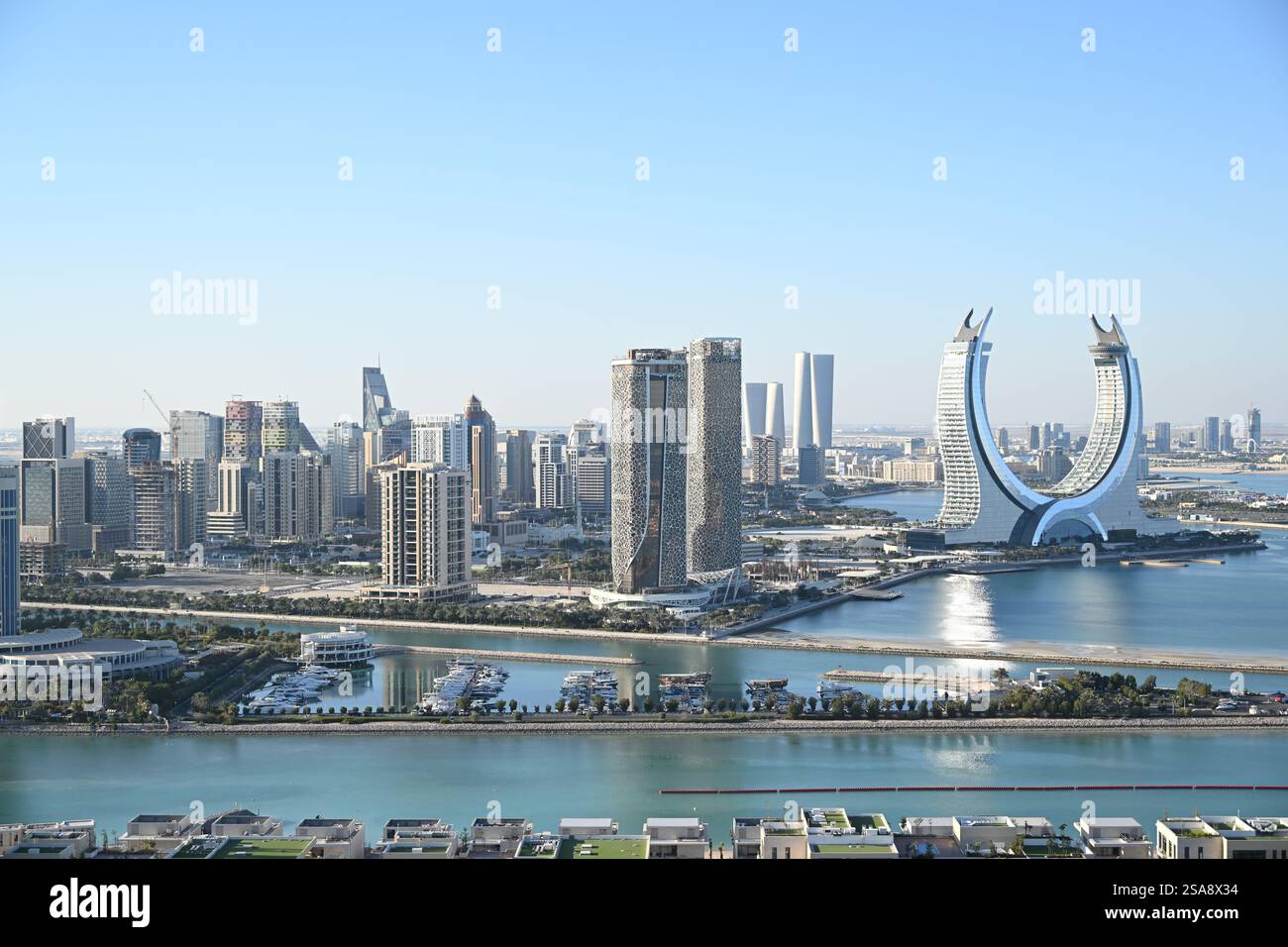 The newly developed Lusail city and and crescent tower known as ...