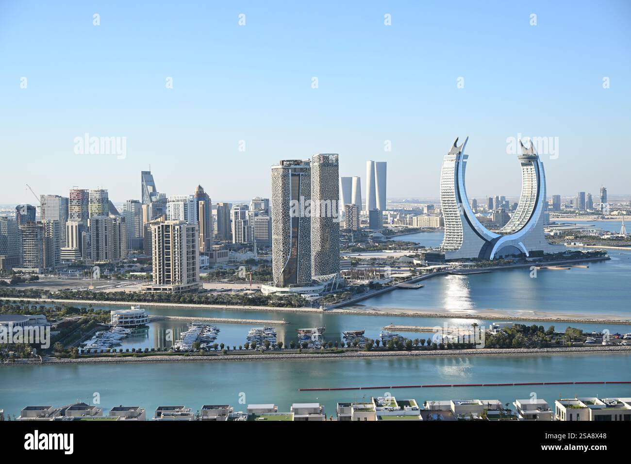 The newly developed Lusail city and and crescent tower known as ...