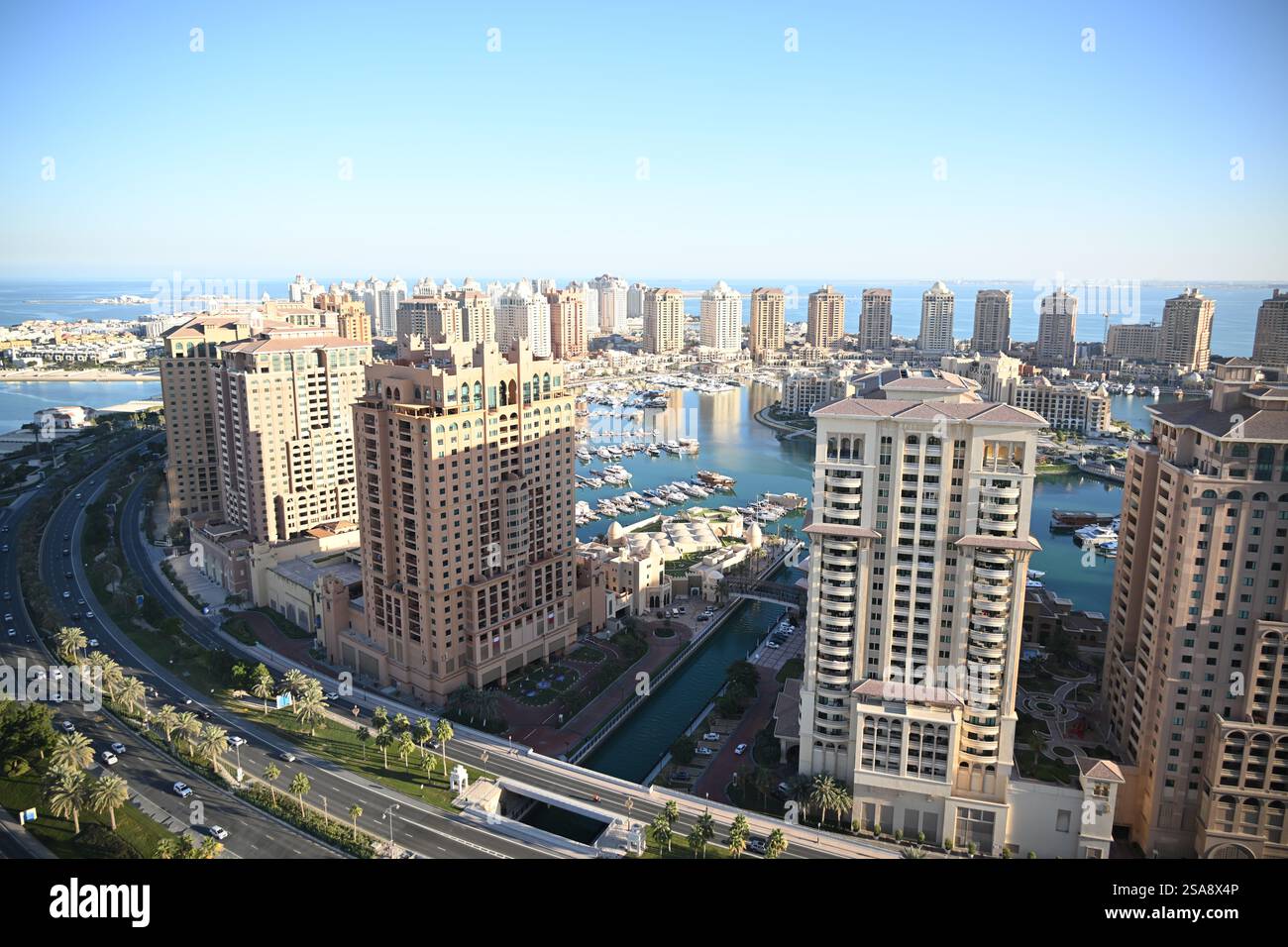 Aerial view of Peral Qatar Roads Port Arabia Doha Qatar Stock Photo - Alamy