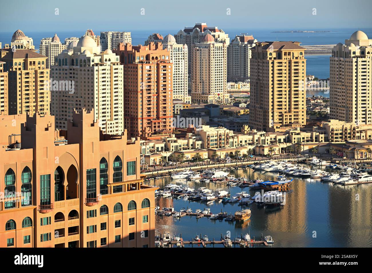Aerial view of Peral Qatar Porto Arabia Doha Qatar Stock Photo - Alamy