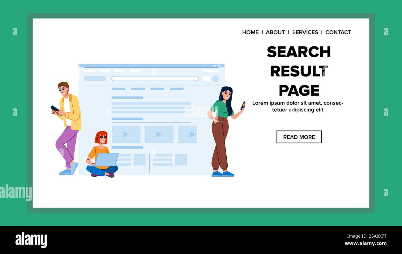 engine search ressult page vector. web browser, internet seo, google ...
