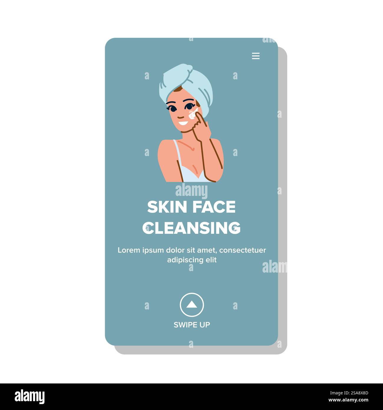 care skin face cleansing vector. happy young, cream healthy, cosmetic ...