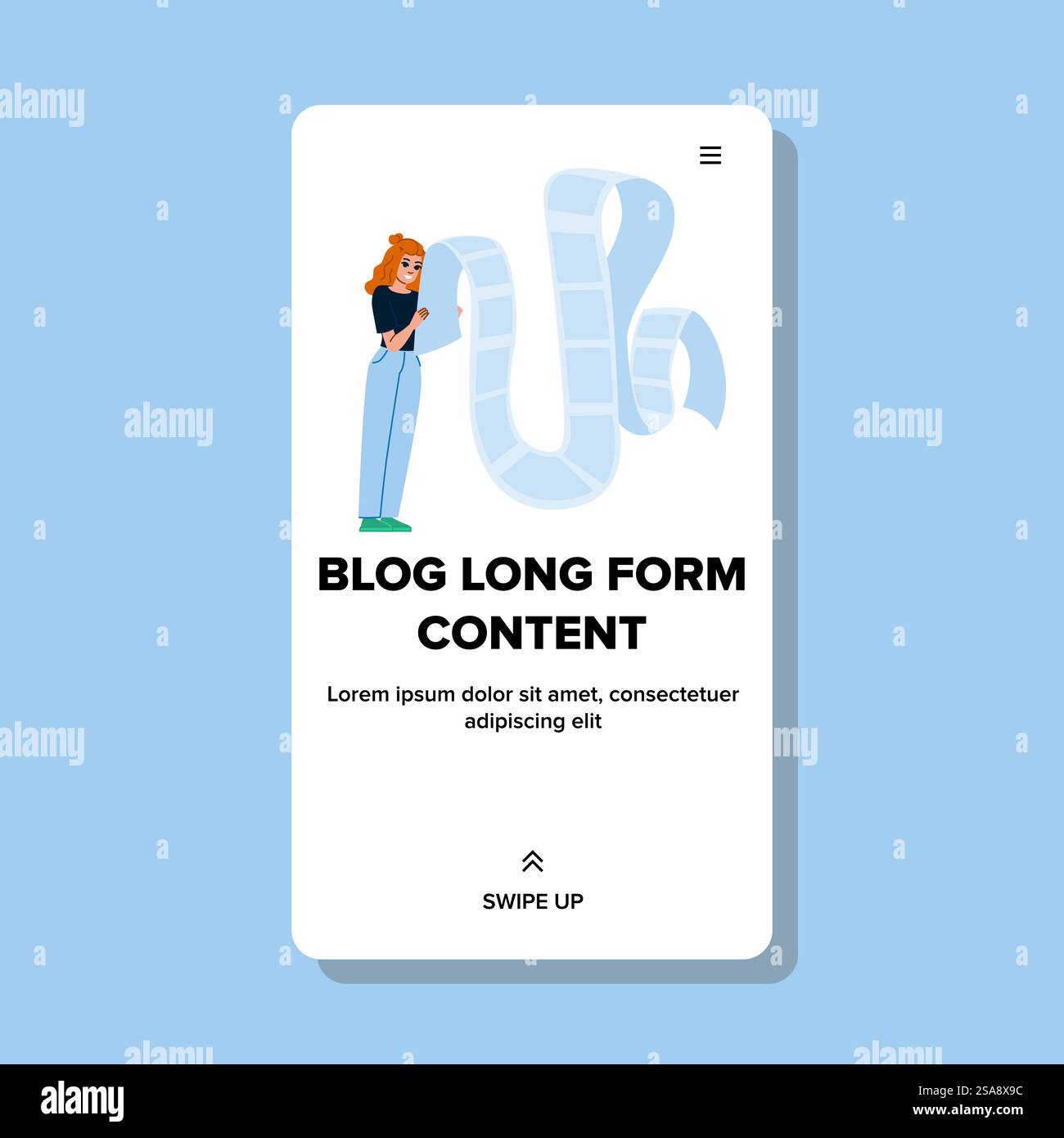 alert blog long form content vector. writing manuscript, caution ...